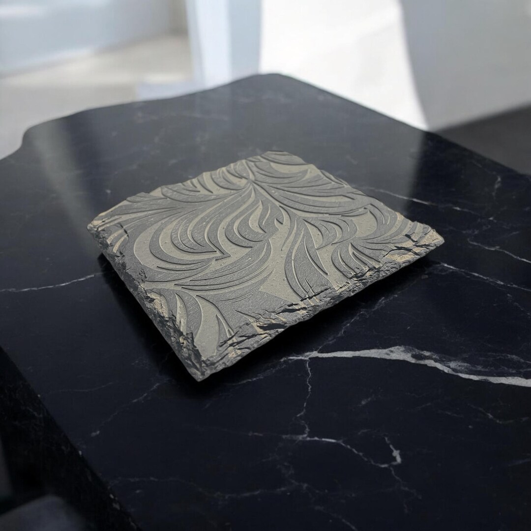 4 Personalized Deep Engrave Slate Coaster Custom Home and Office Decor ...