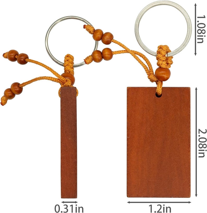 20 Pack Wood Engraved Keychains Wooden Key Tag rectangle - Etsy