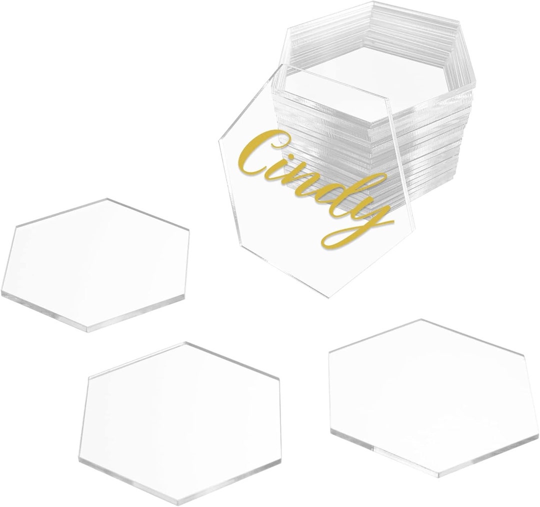 Clear Acrylic Place Cards 1/8 Thick, 3.15 X 2.75 Small Hexagon Blank ...