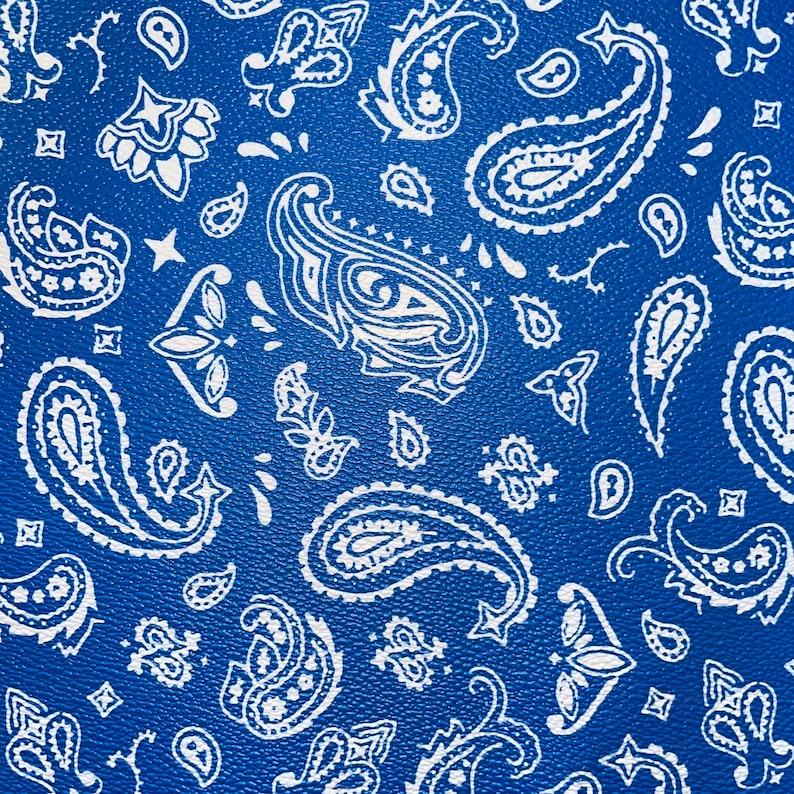Blue Bandana Faux Leather Print - Etsy