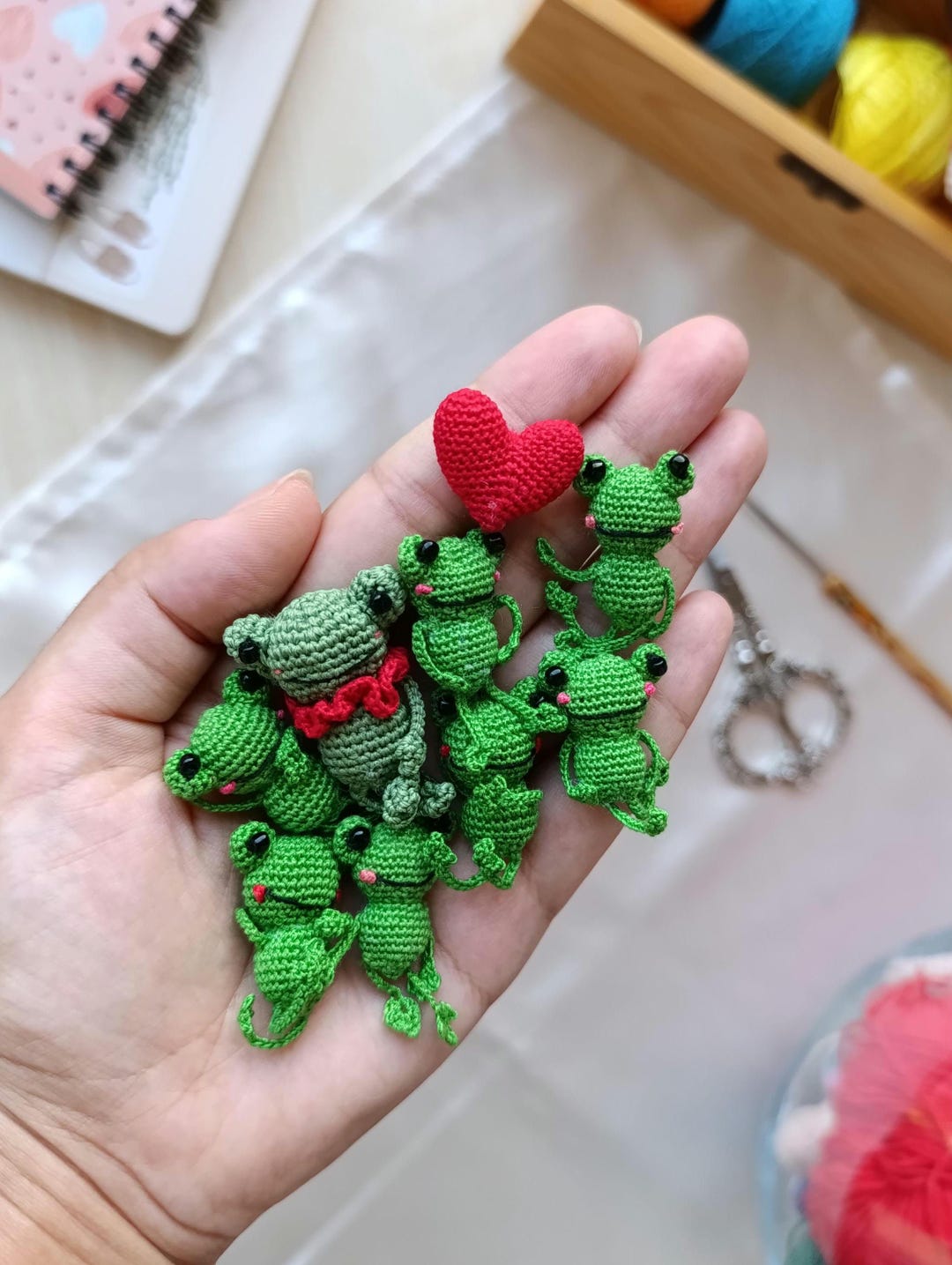 Miniature Amigurumi Frogs: Handmade Figure, Tiny Frogs (2cm) - Etsy