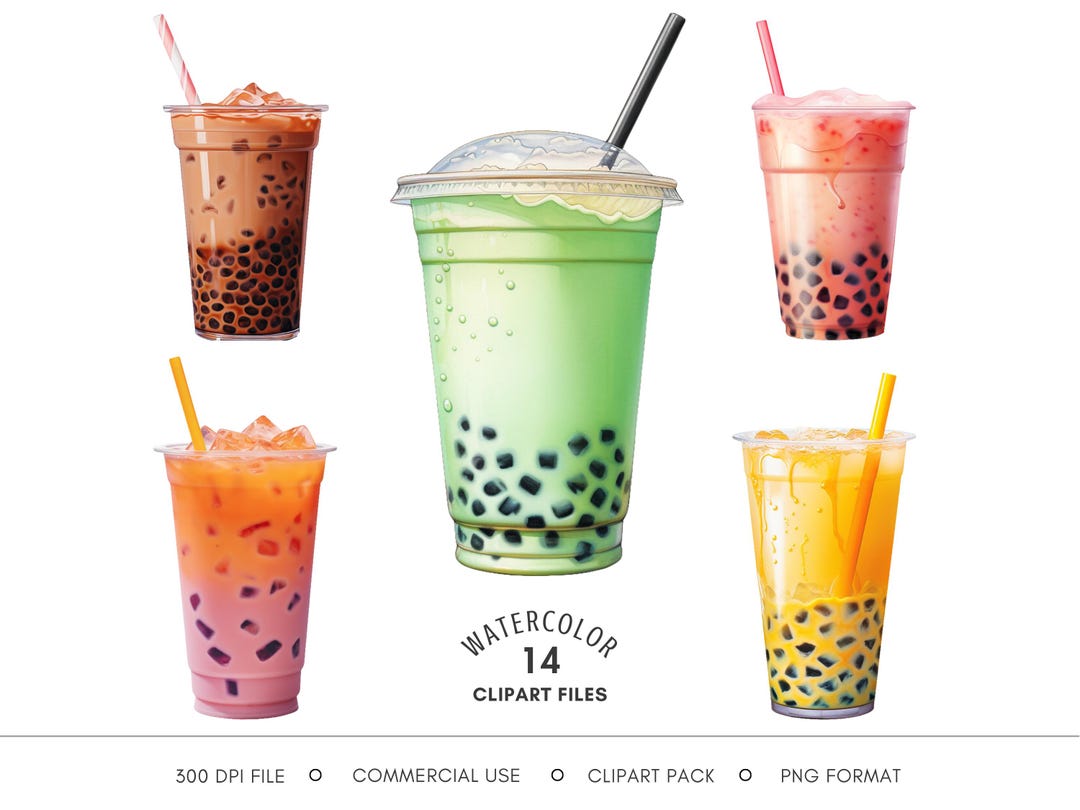 Watercolor Bubble Tea Clipart Boba Tea PNG, Milk Tea Clip Art, Drinks ...