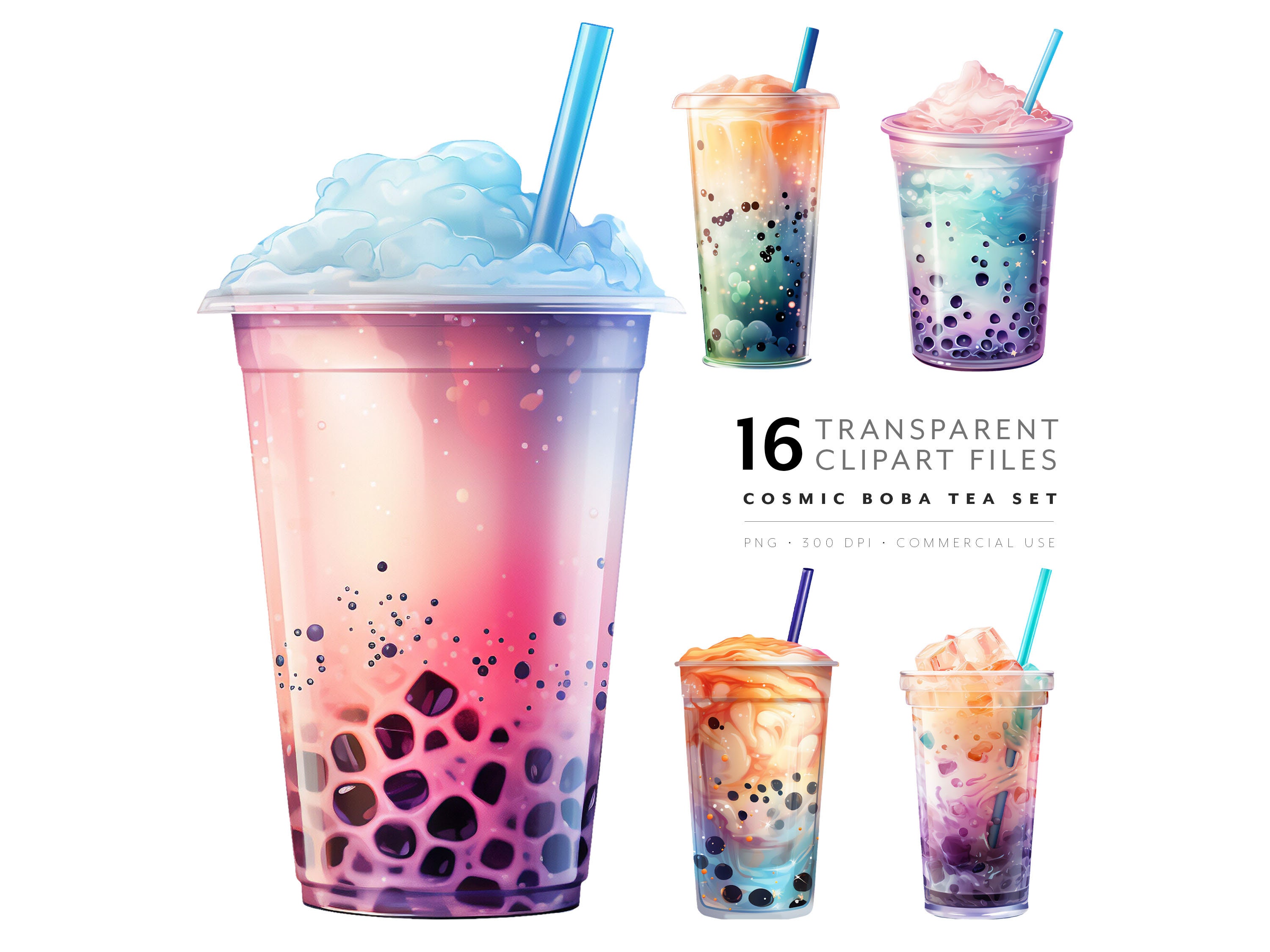 Boba Tea Clipart Bubble Tea PNG Kawaii Sticker Instant Download Sticker ...