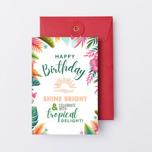 Happy Birthday Card Printable - Hawaiian Tropical Birthday Greeting ...