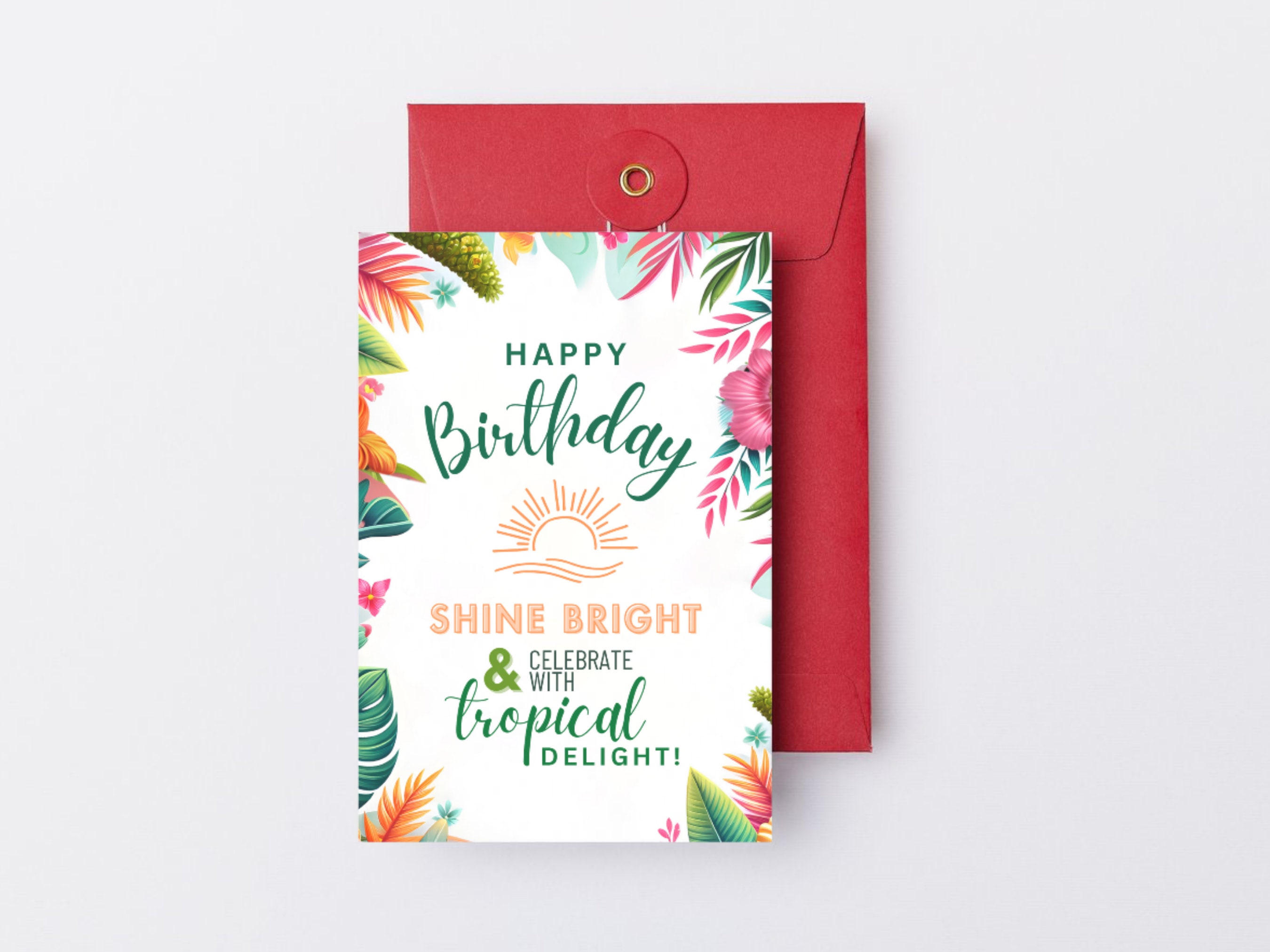 Happy Birthday Card Printable - Hawaiian Tropical Birthday Greeting ...