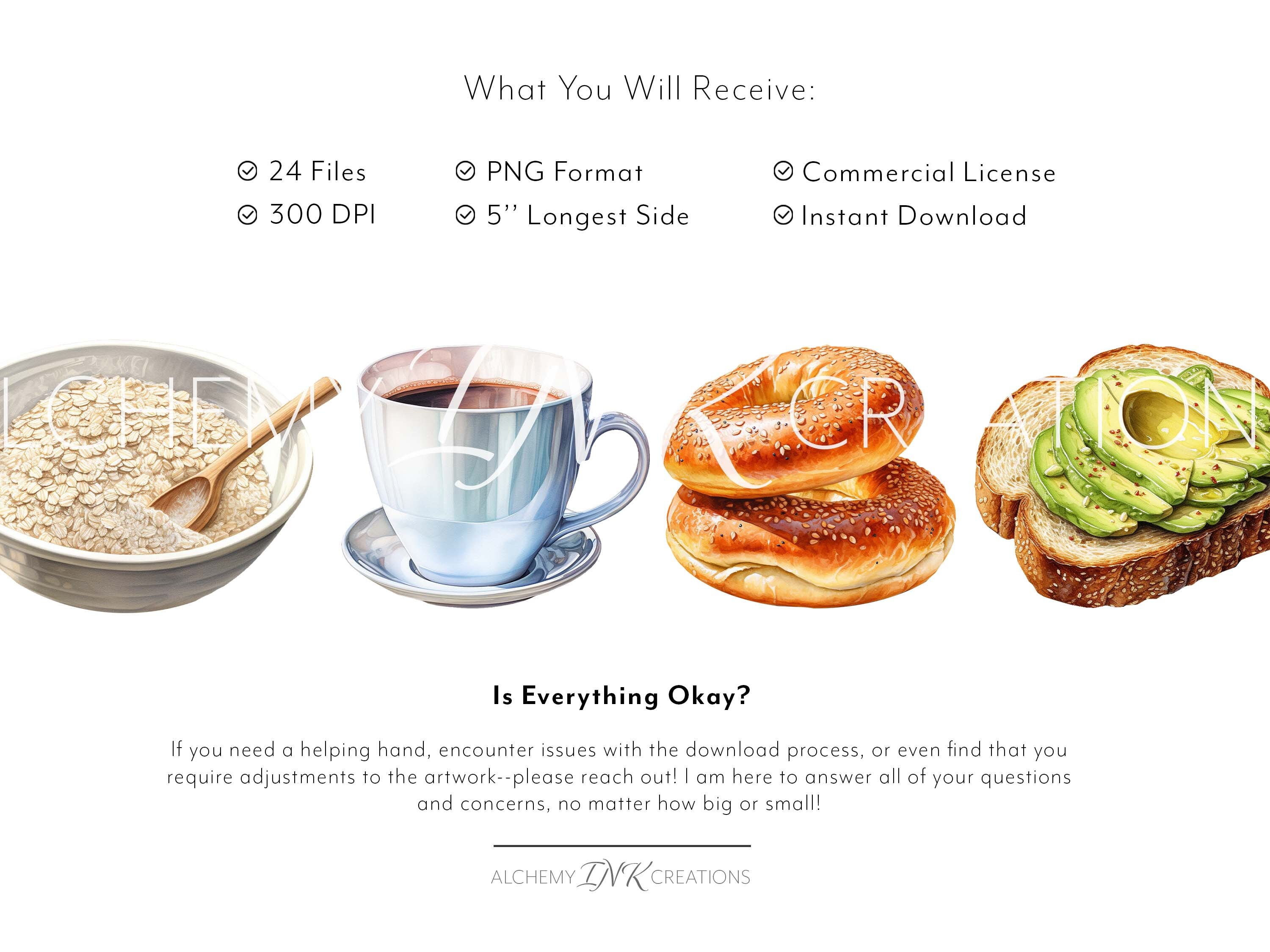 Watercolor Breakfast Clipart Bundle - Breakfast PNG Food Illustration ...