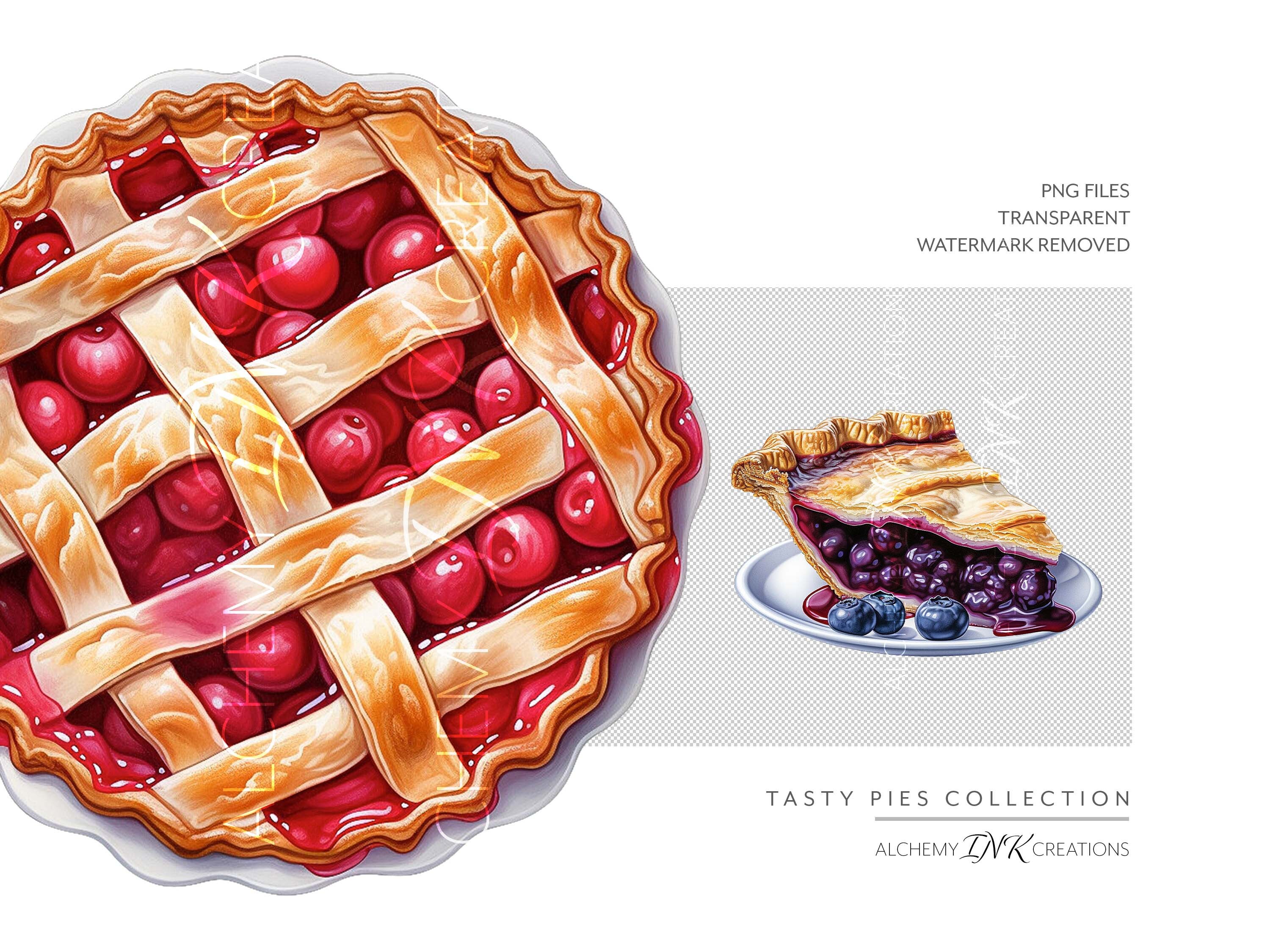 Watercolor Pie Clipart Bundle Sweet Treats PNG Dessert Apple Pie Clip ...