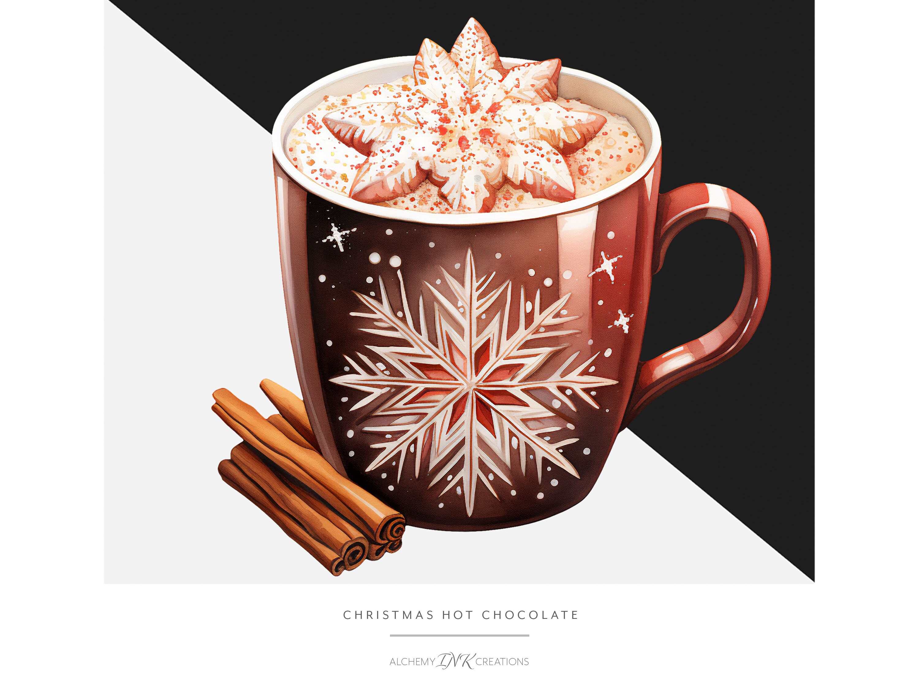 Watercolor Hot Chocolate Clipart Hot Cocoa Christmas PNG, Food Clipart ...