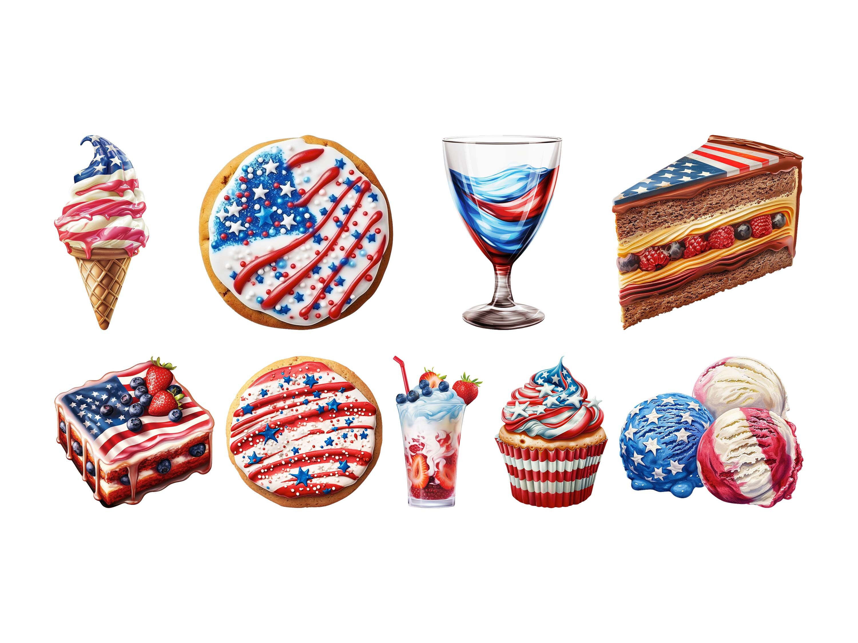 Fourth of July Clipart Dessert Patriotic PNG Food of Sweet Treats for ...