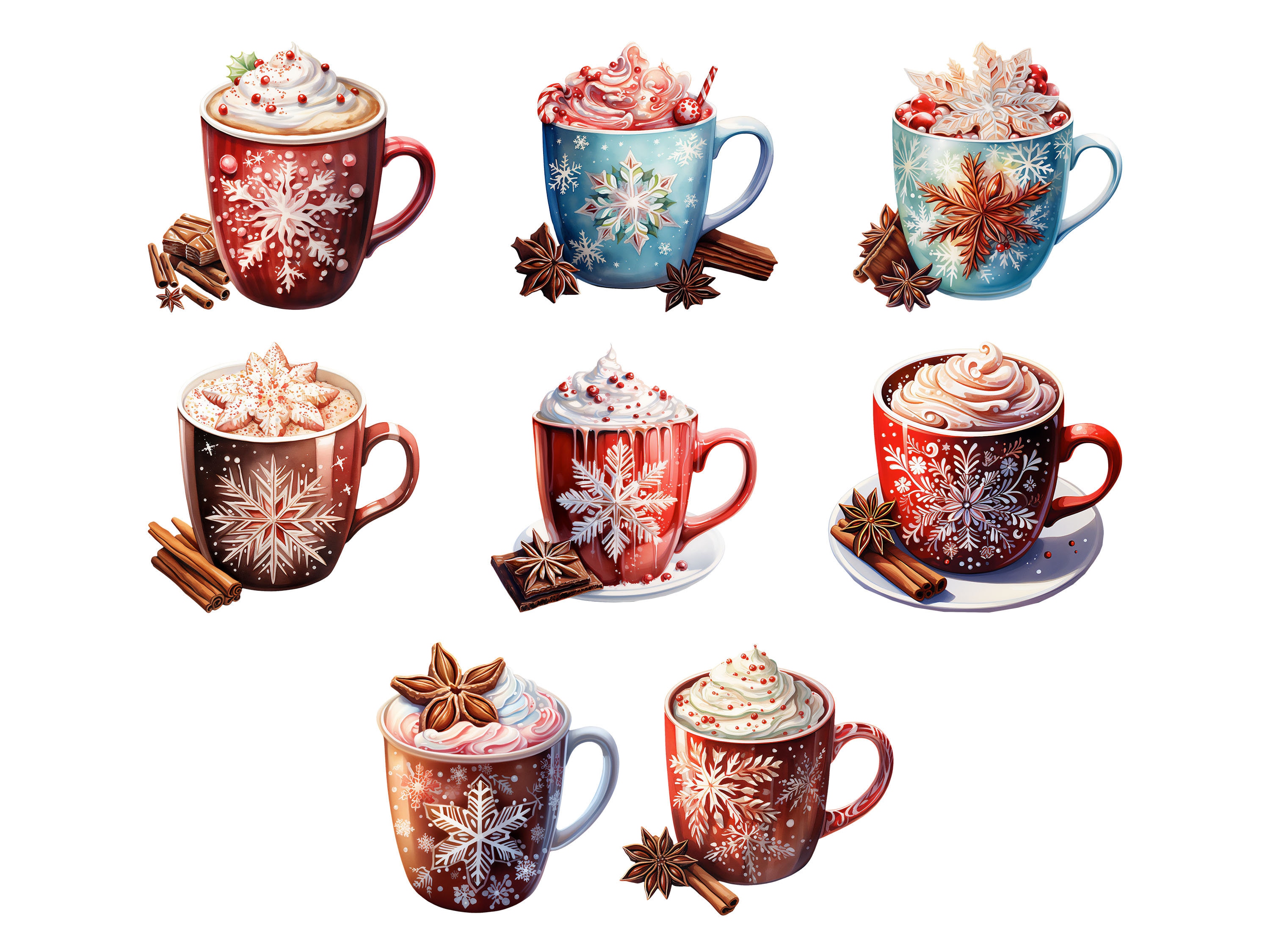 Watercolor Hot Chocolate Clipart Hot Cocoa Christmas PNG, Food Clipart ...