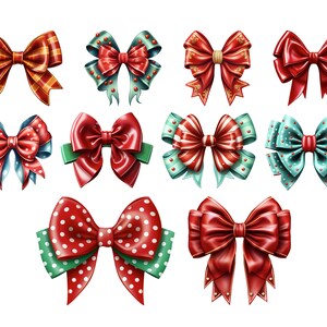 Christmas Bow Clipart Coquette PNG File for Presents, Holiday Ribbon ...