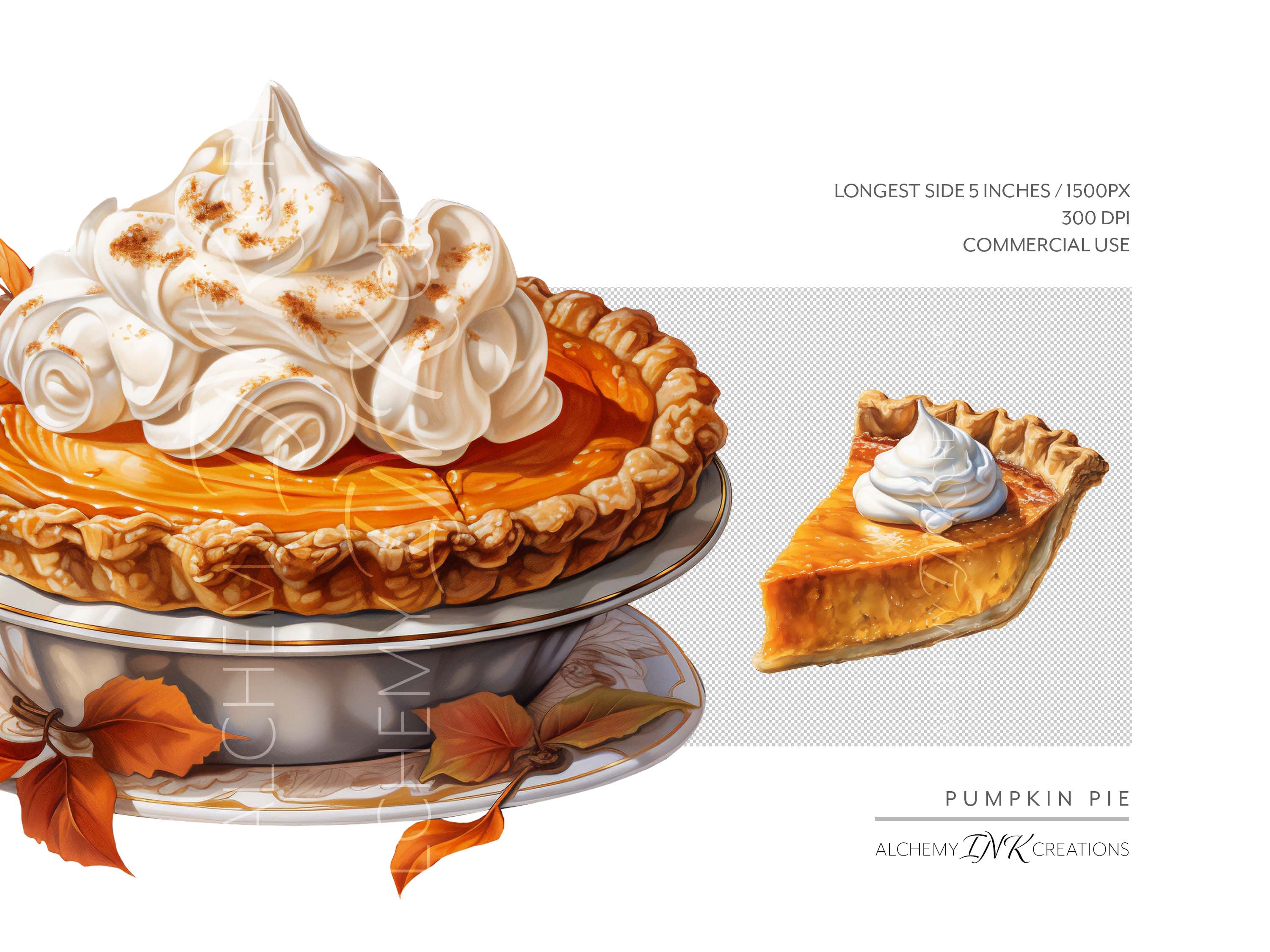Pumpkin Pie Clipart - Pumpkin Pie PNG, Thanksgiving Watercolor, Dessert ...