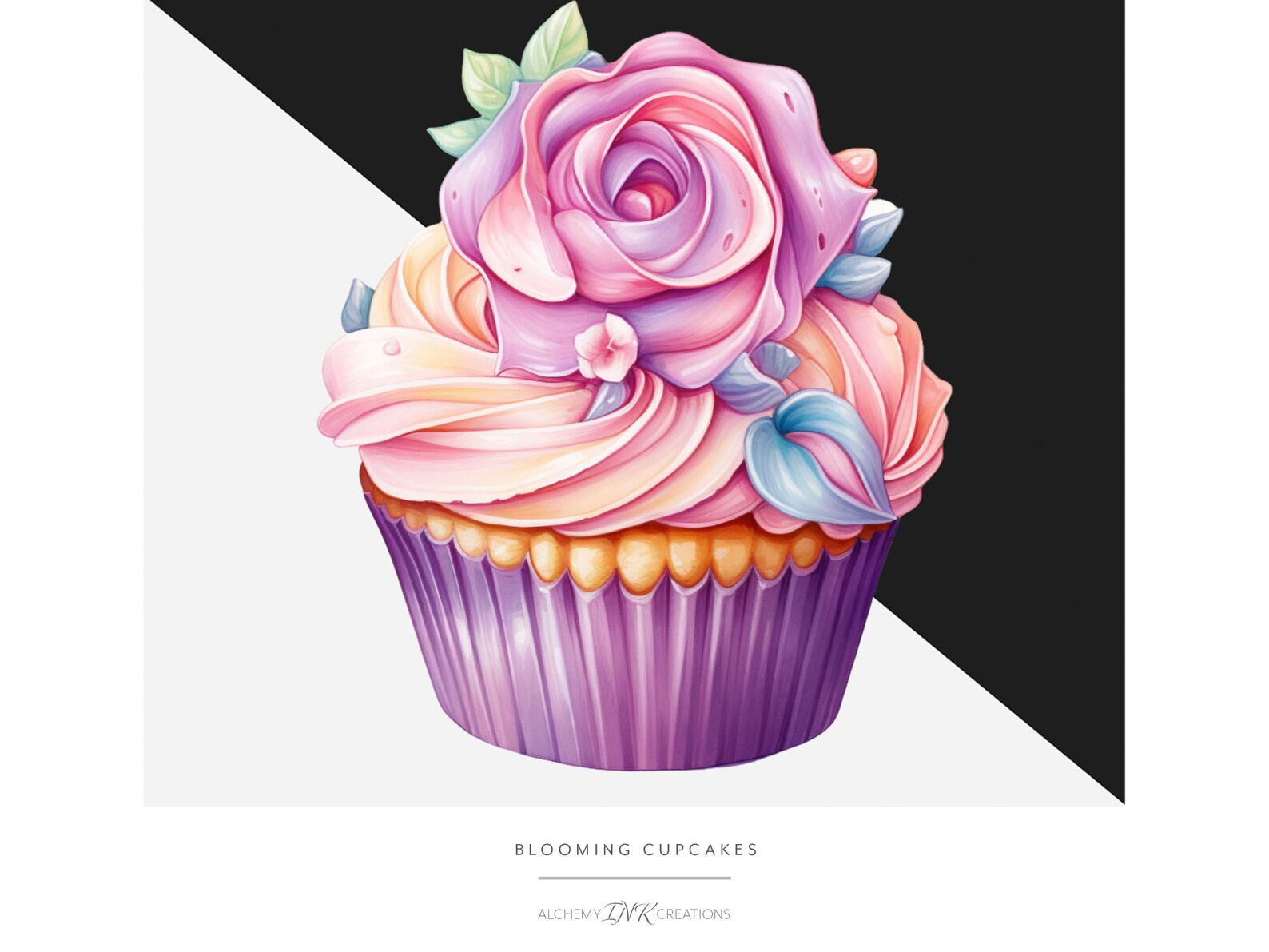 Cupcake Clipart Spring Flower PNG Whimsical Baking Sublimation PNG ...