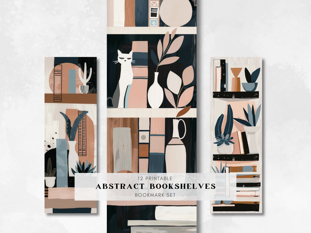 Printable Bookmark Bundle Digital Bookmark PNG Bookshelves Gift for ...