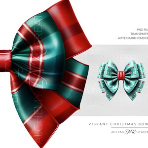 Christmas Bow Clipart Coquette PNG File for Presents, Holiday Ribbon ...