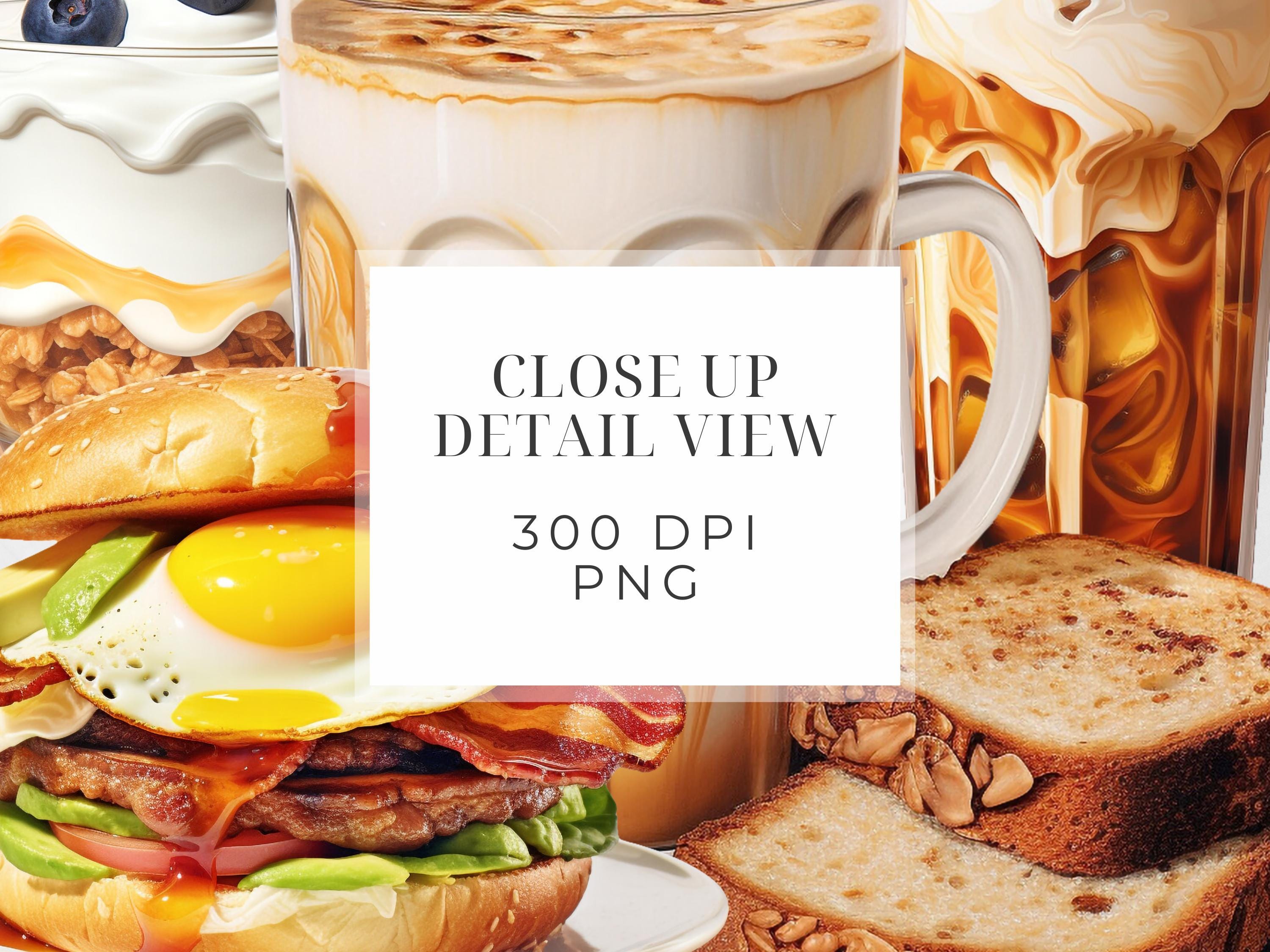 Breakfast Clipart - Watercolor Food PNG, Brunch Illustrations of Bagels ...