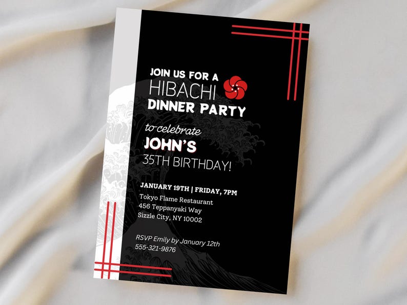 Hibachi Invitation Birthday Dinner Party Editable Template Dinner ...