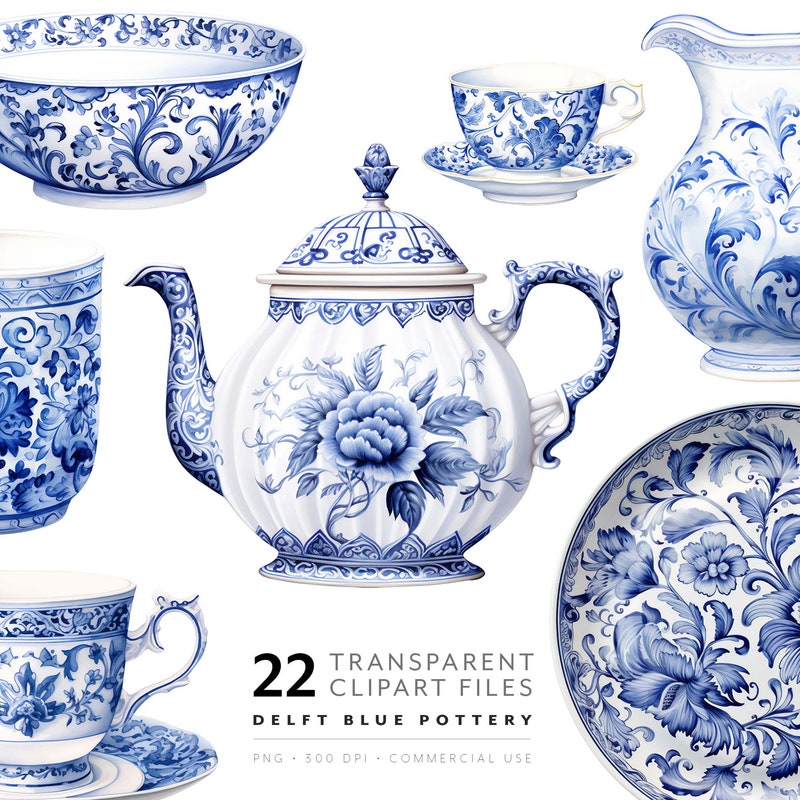 Blue White Teapot - Etsy