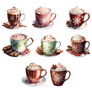 Watercolor Hot Chocolate Clipart Hot Cocoa Christmas PNG, Food Clipart ...