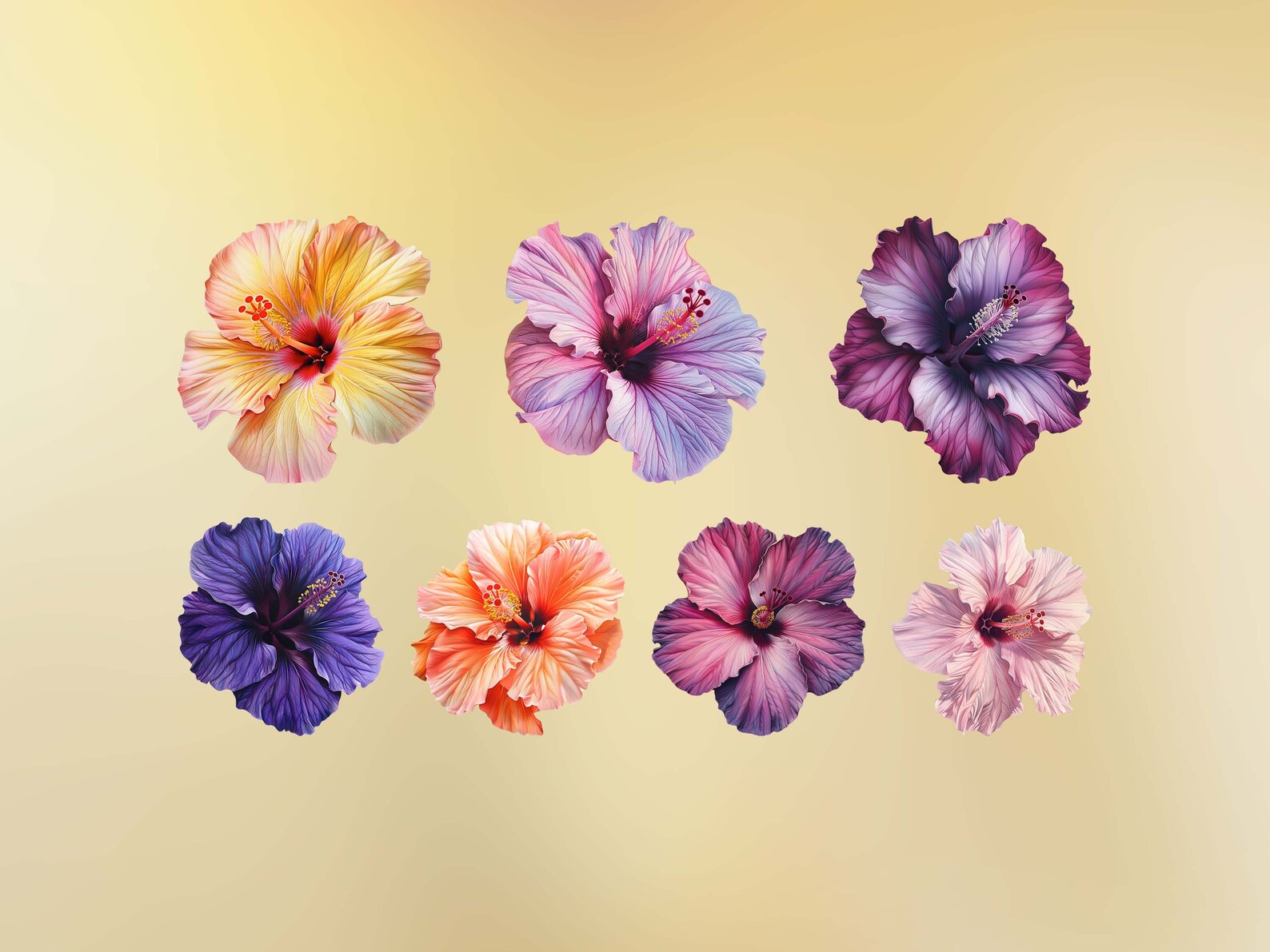 Watercolor Hibiscus Clipart, Tropical Flower PNG Files for Wedding ...