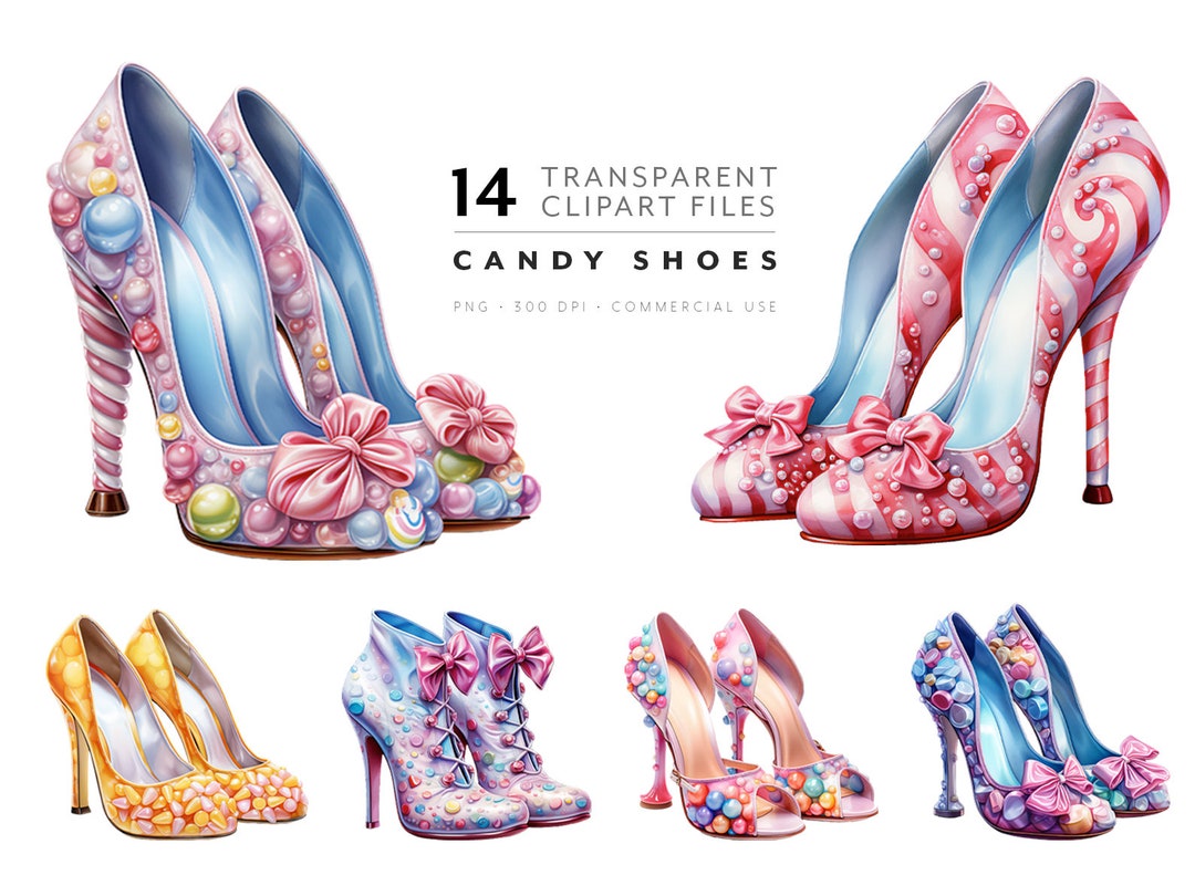 Pastel Candy High Heel Clipart - Sweet Fashion Shoes for Paper Craft ...