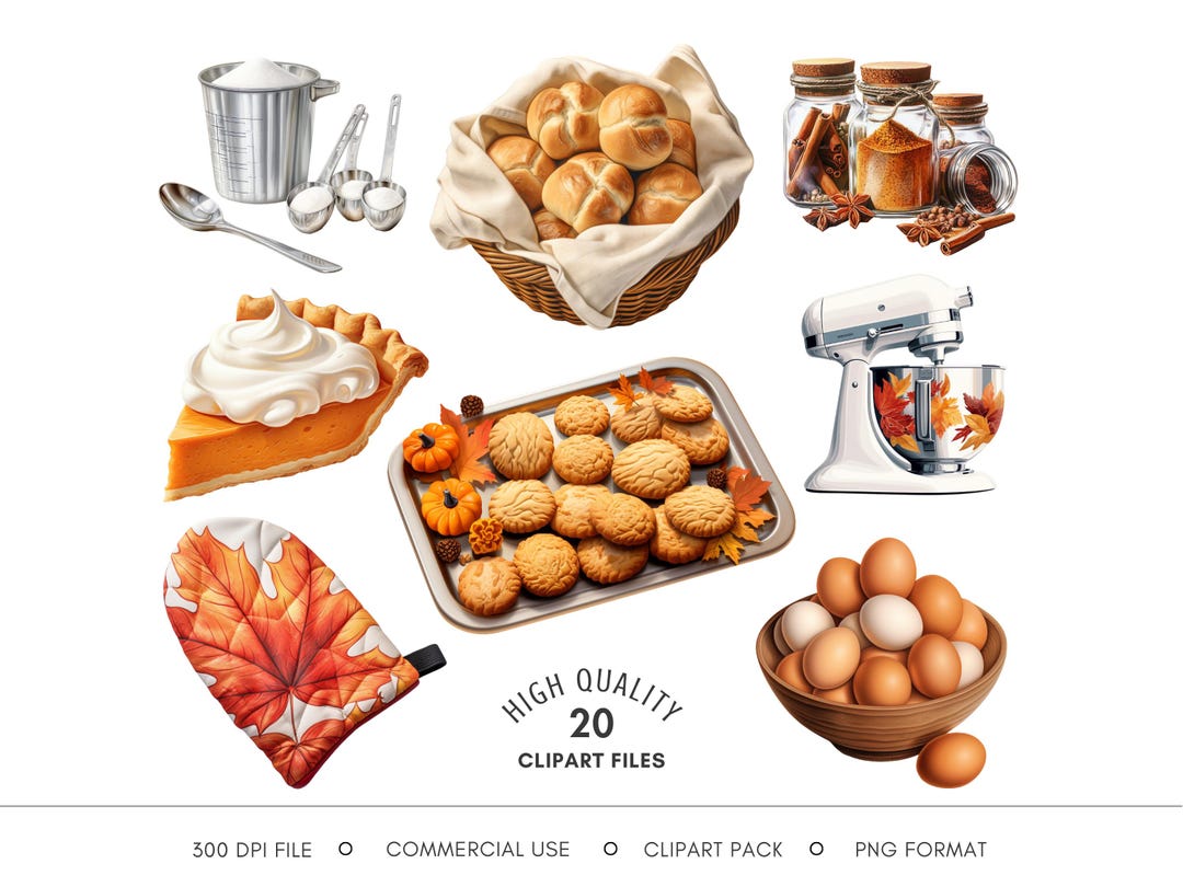 Baking Clipart Autumn Thanksgiving Dinner Baker PNG Fall Dessert ...