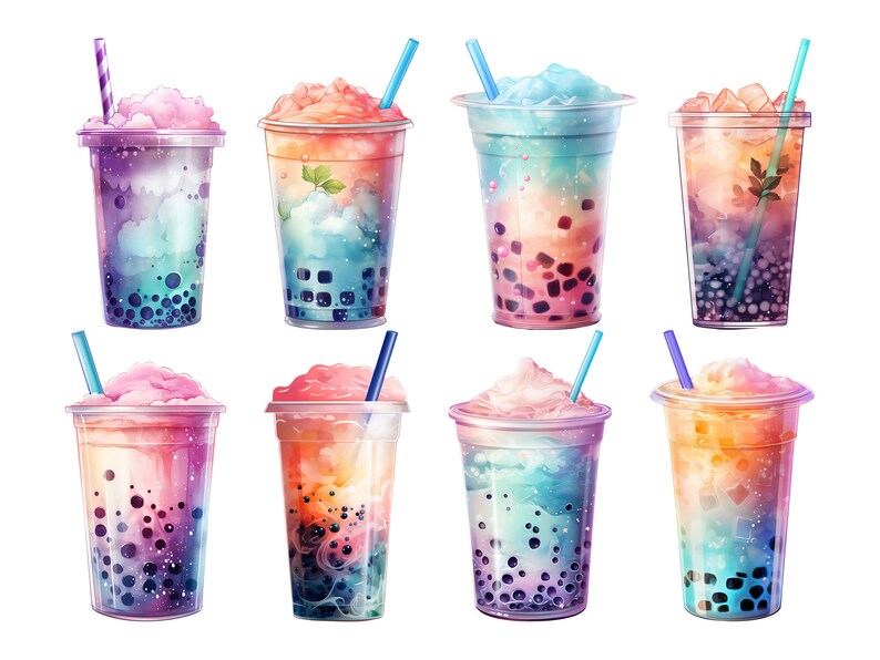 Boba Tea Clipart Bubble Tea PNG Kawaii Sticker Instant Download Sticker ...