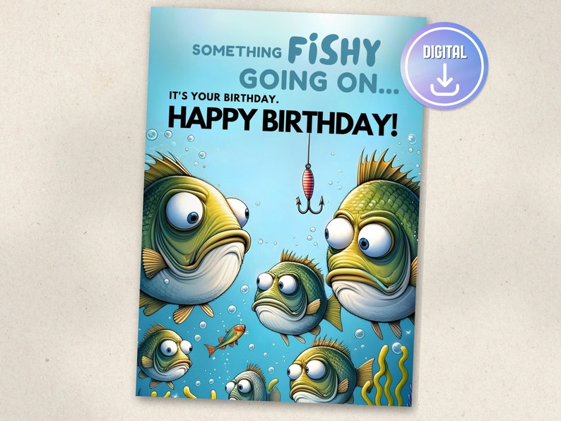Funny Fishing Birthday Card Digital Download, Humorous Fisherman ...
