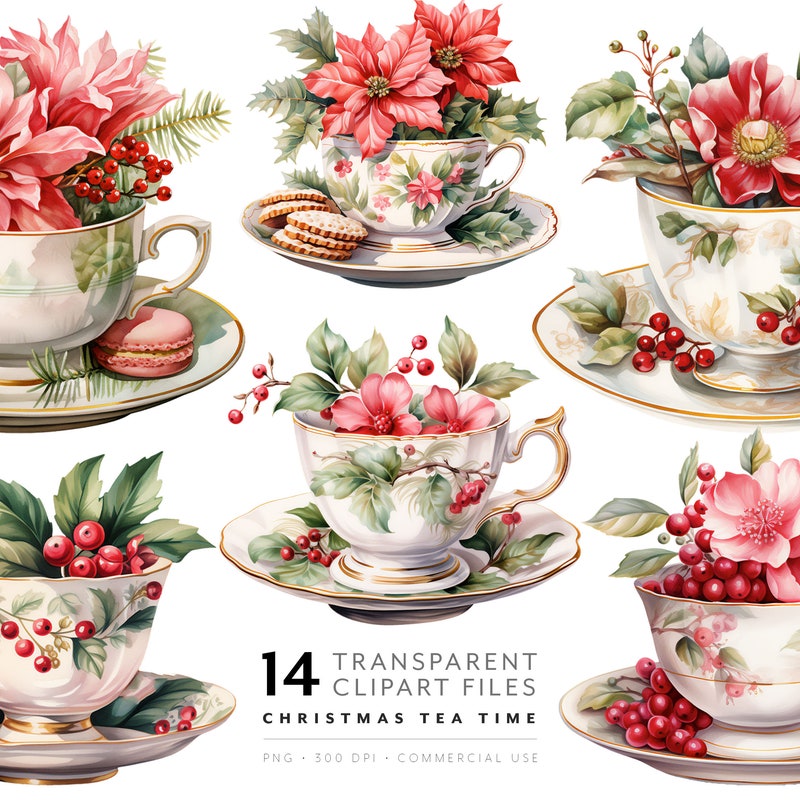 Christmas Tea Clipart - Etsy