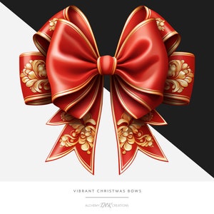 Christmas Bow Clipart Coquette PNG File for Presents, Holiday Ribbon ...