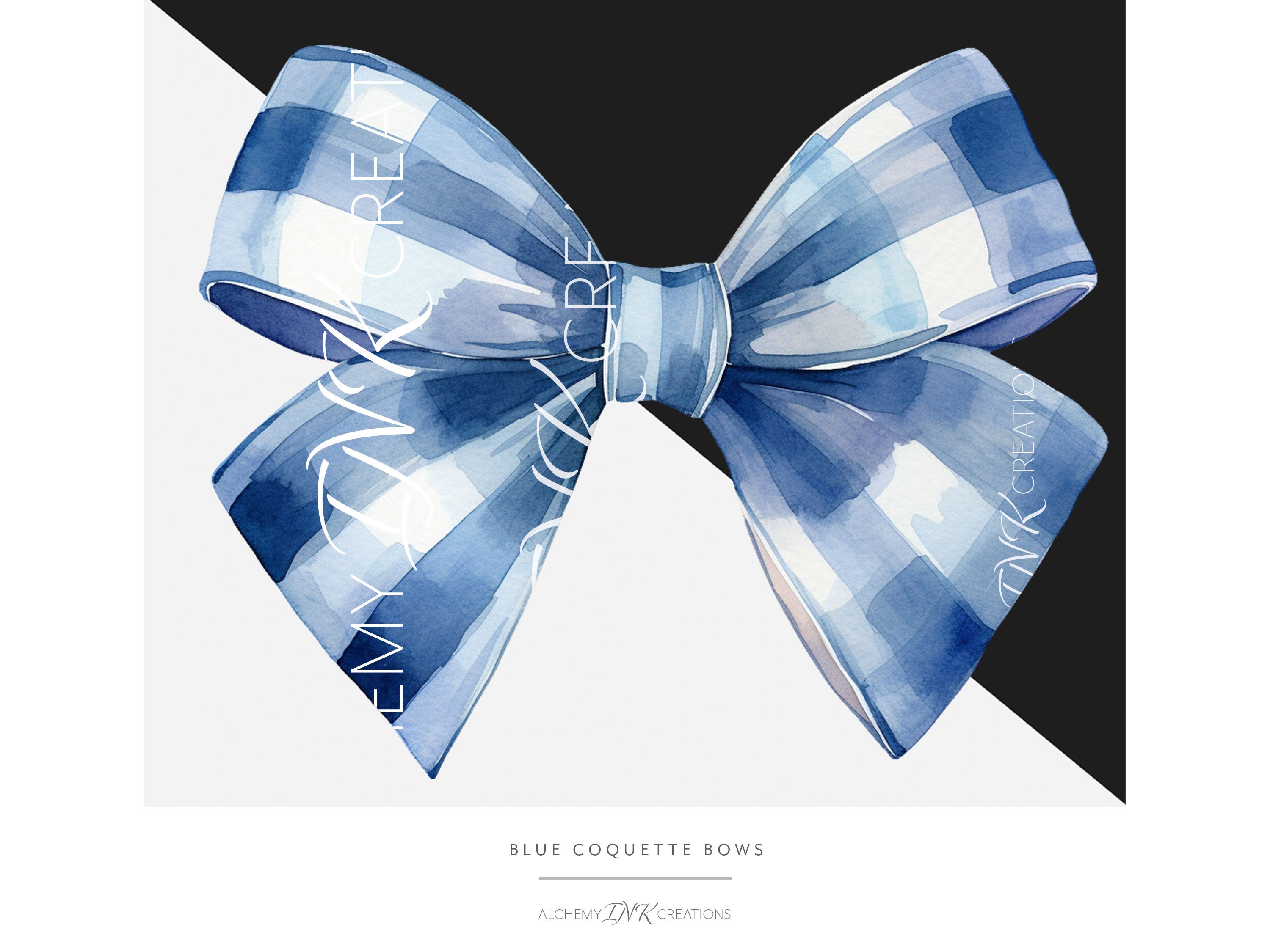 Watercolor Blue Bow Clipart Blue Ribbon Bow Coquette PNG for Card ...
