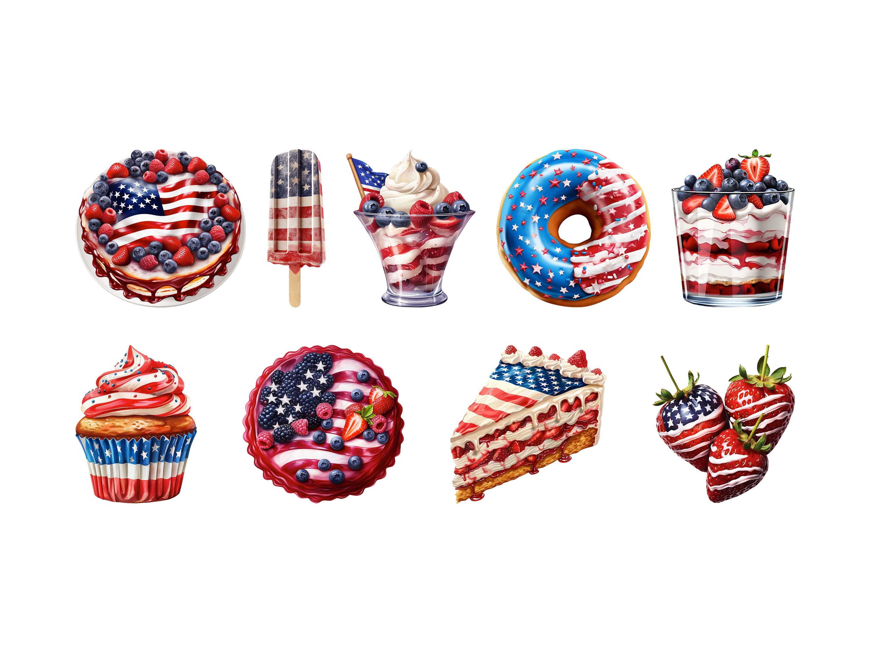 Fourth of July Clipart Dessert Patriotic PNG Food of Sweet Treats for ...