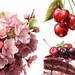 Watercolor Cherry Clipart Fruit Dessert Pie Waffles PNG, Printable File ...