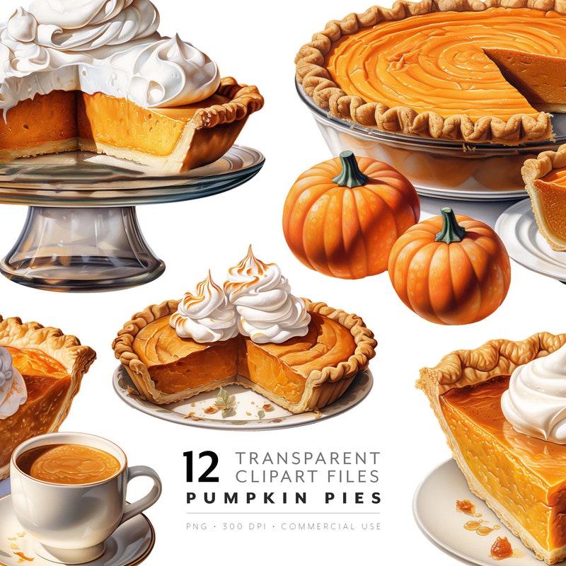 Pumpkin Pie Clipart - Etsy