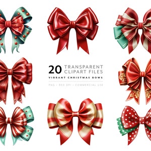 Christmas Bow Clipart Coquette PNG File for Presents, Holiday Ribbon ...