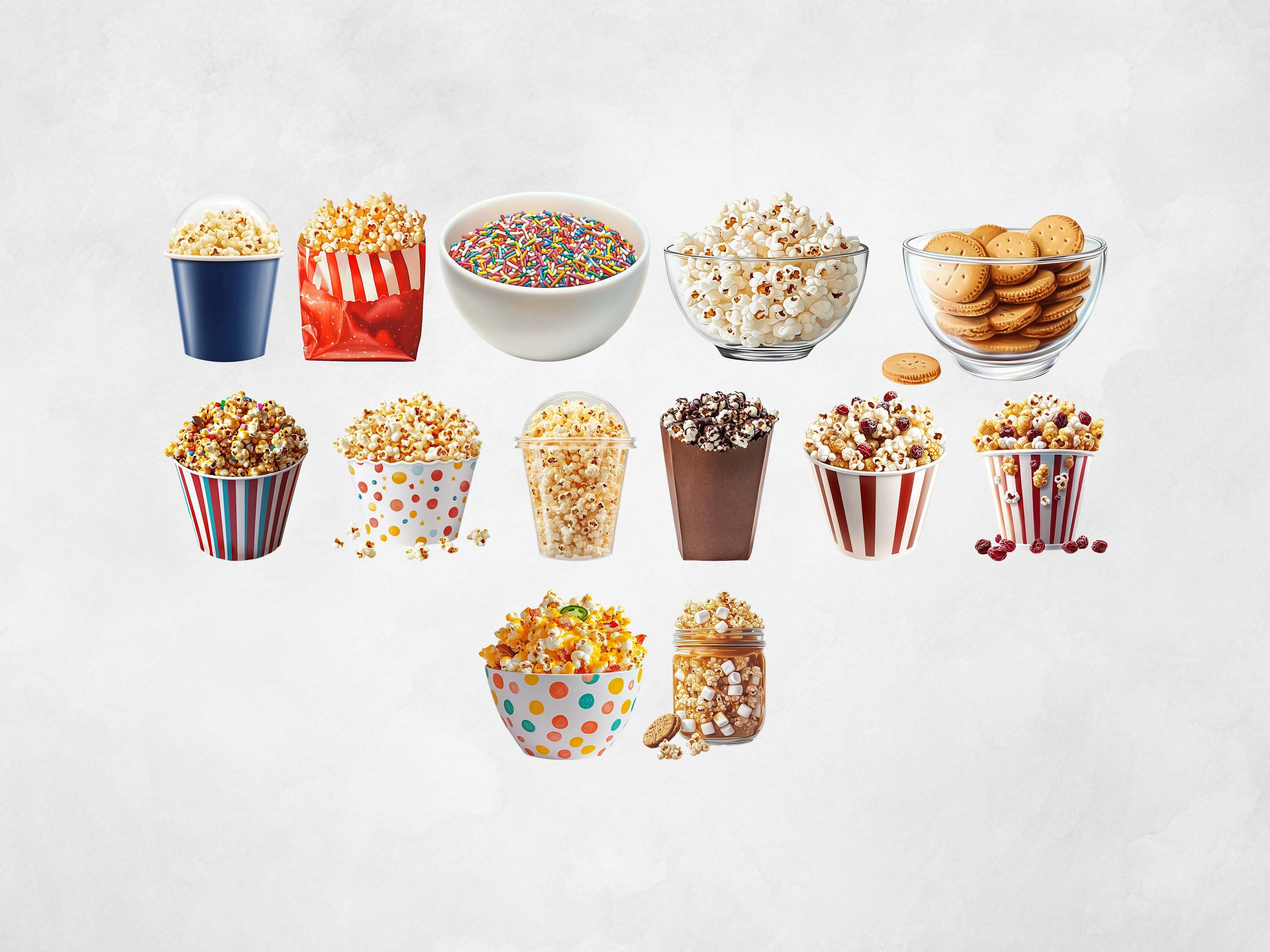 Popcorn Clipart, Movie Night Snacks PNG Files, Food Clip Art & Home ...