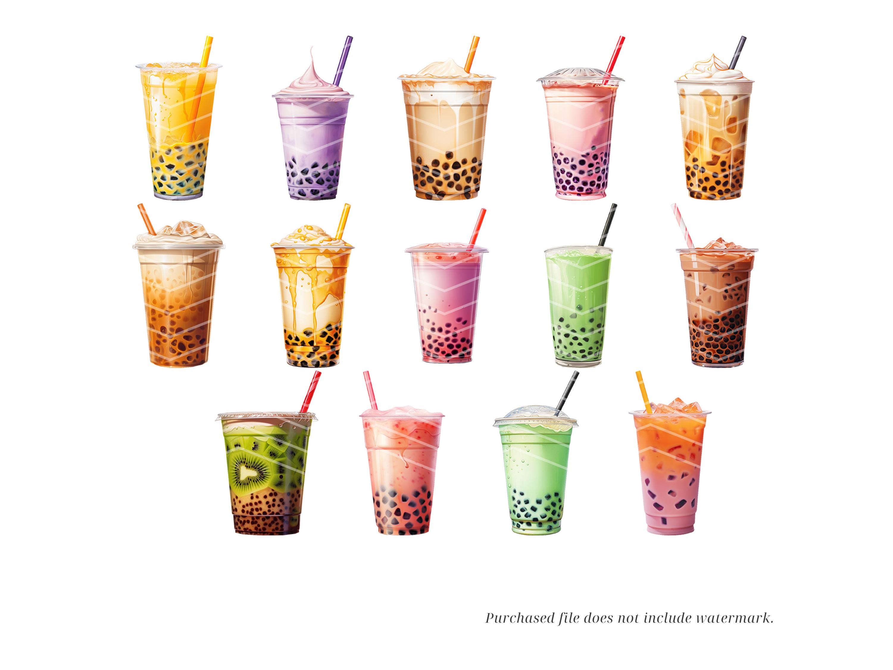 Watercolor Bubble Tea Clipart Boba Tea PNG, Milk Tea Clip Art, Drinks ...