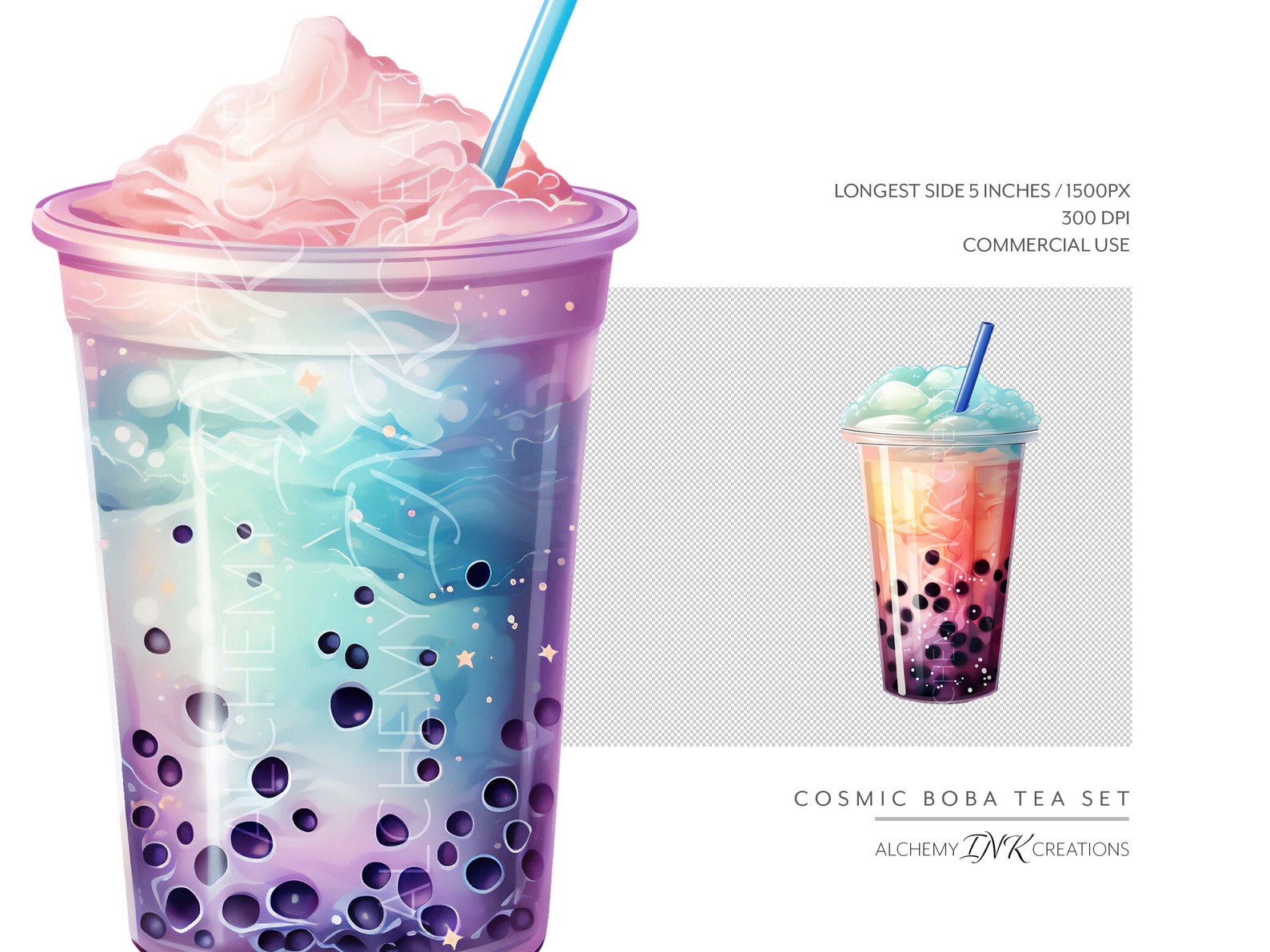 Boba Tea Clipart Bubble Tea PNG Kawaii Sticker Instant Download Sticker ...