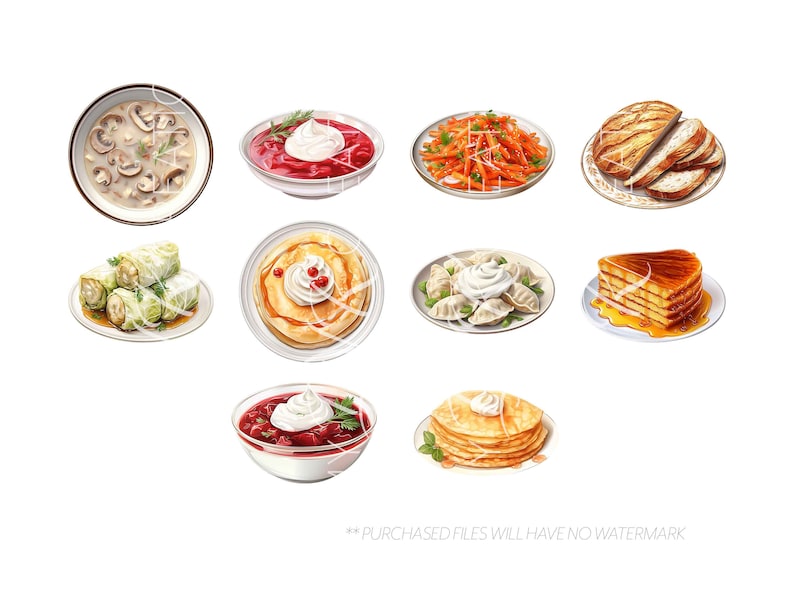 Russian Food Clipart - Ukrainian Cuisine PNG, Watercolor Food Clipart ...