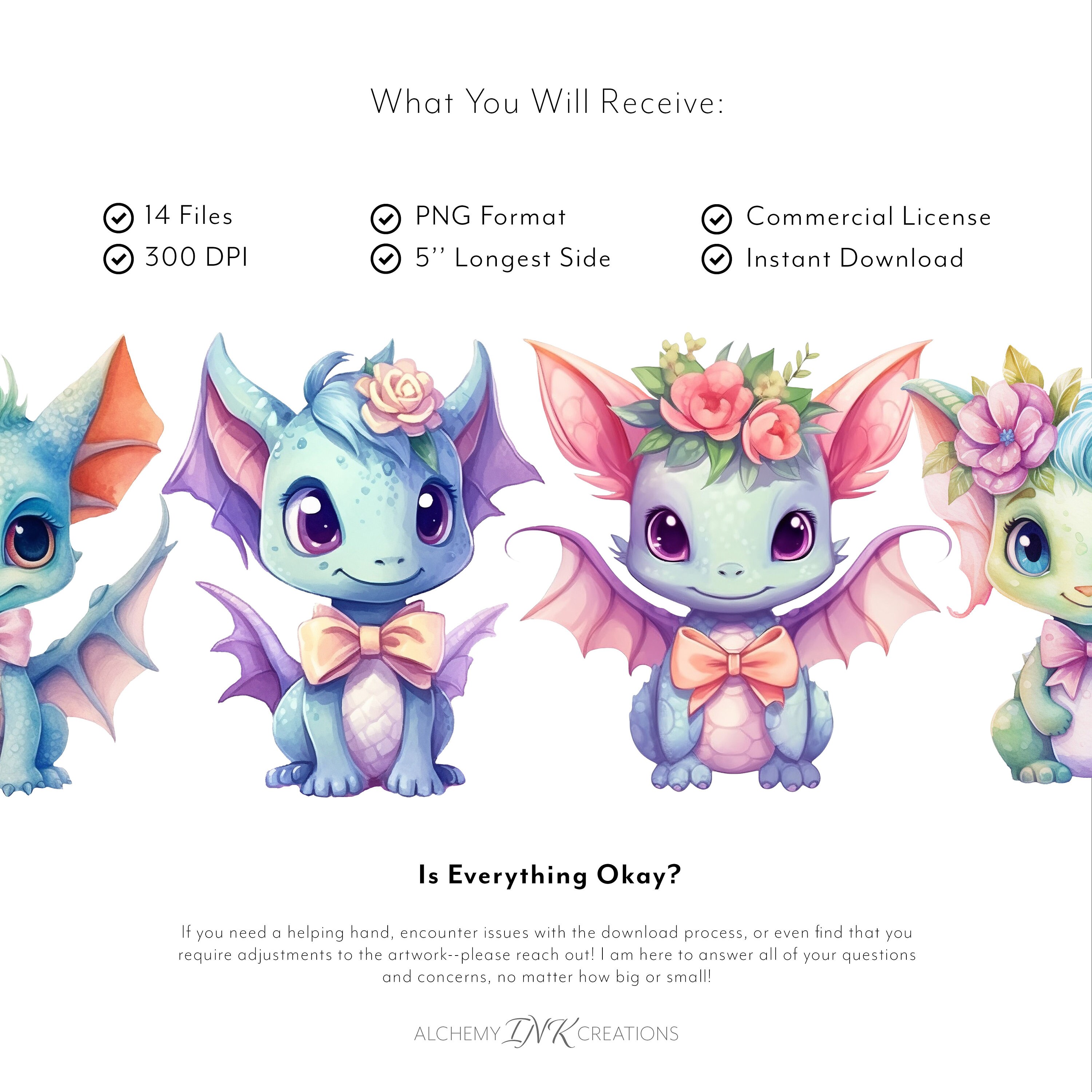 Watercolor Pastel Dragon Clipart Fantasy PNG Instant - Etsy