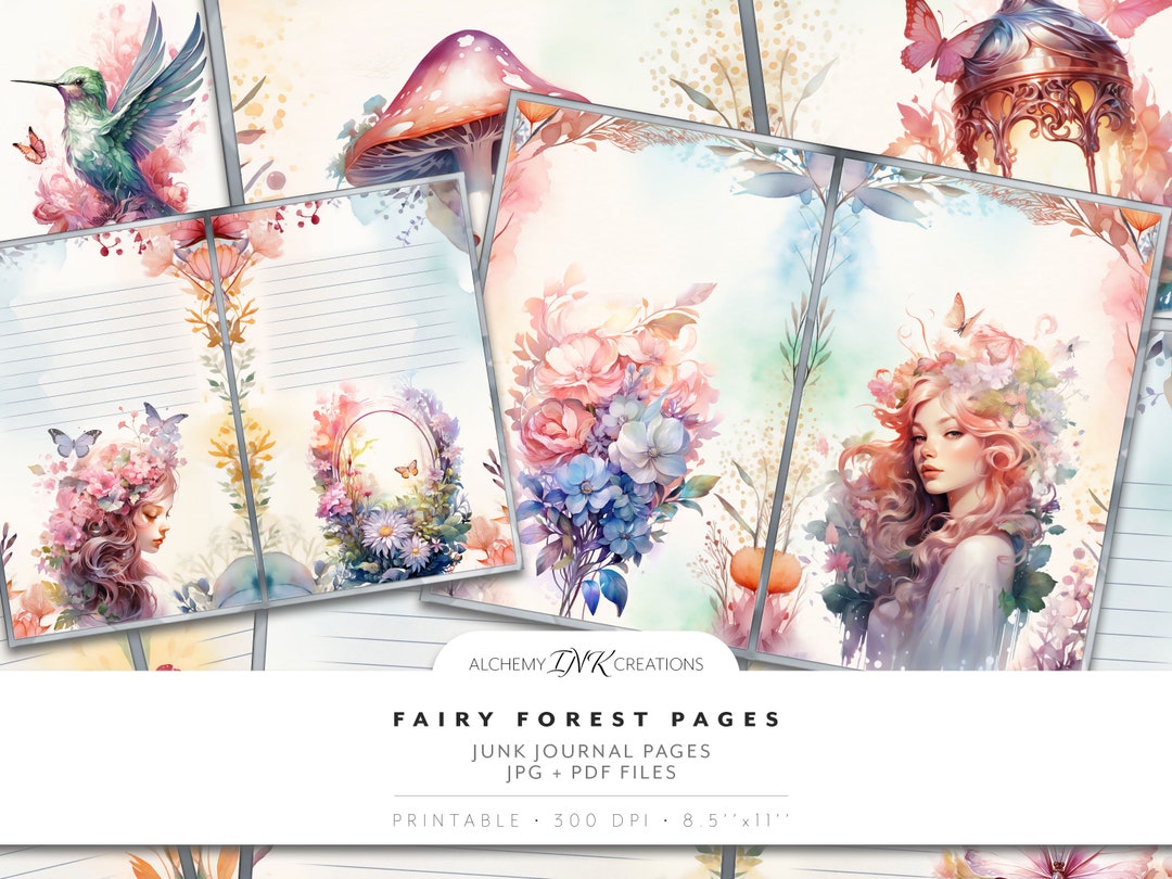 Fairy Junk Journal Kit Fantasy Paper, Magical Forest Printable Pages ...