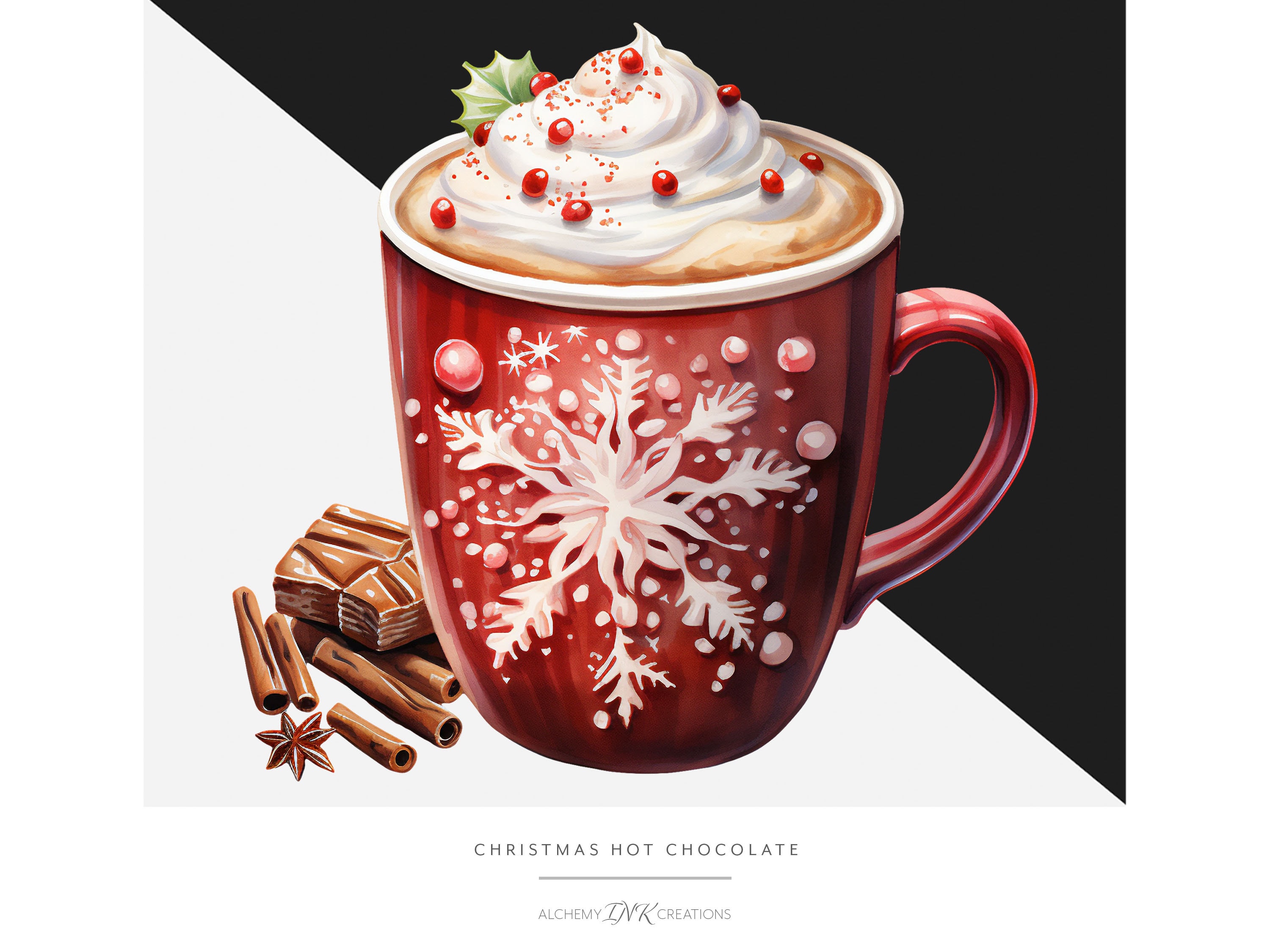 Watercolor Hot Chocolate Clipart Hot Cocoa Christmas PNG, Food Clipart ...
