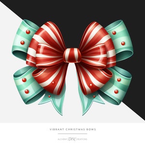 Christmas Bow Clipart Coquette PNG File for Presents, Holiday Ribbon ...