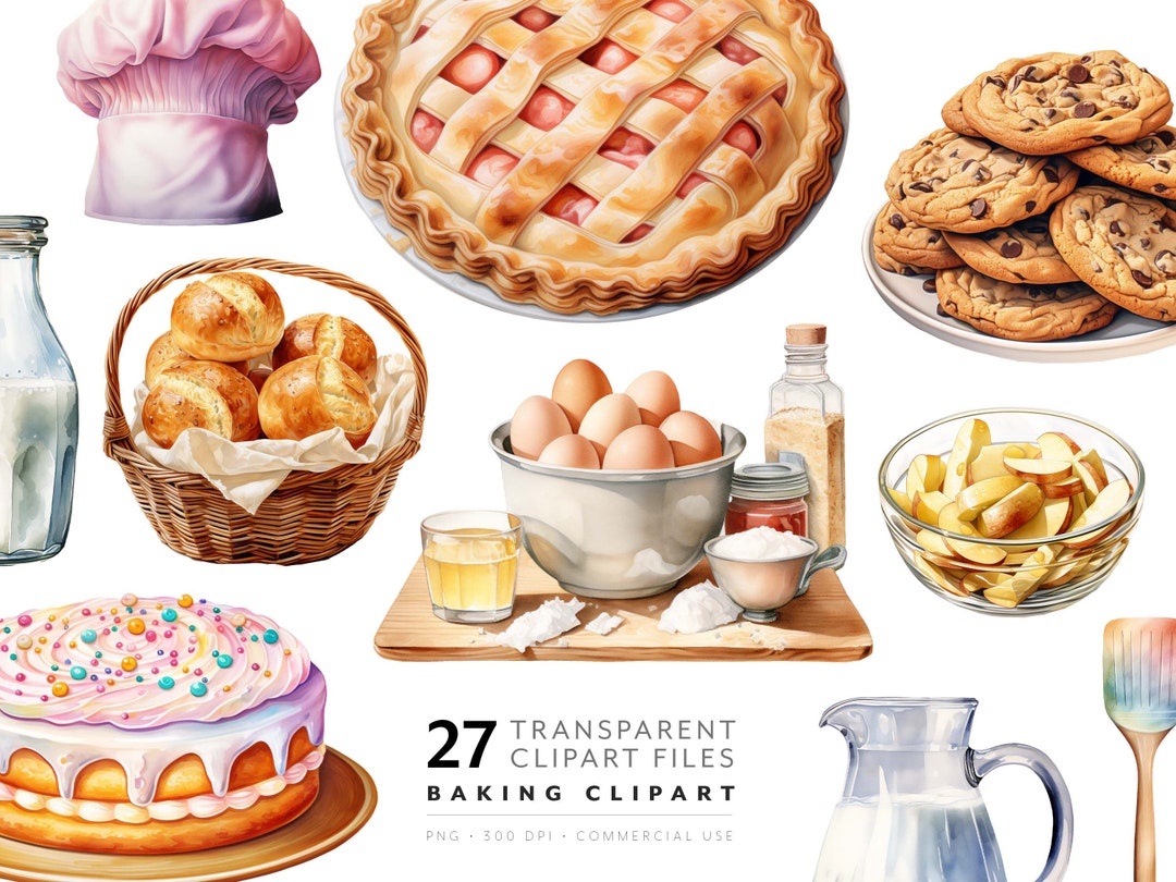 Watercolor Baking Clipart Baker Supplies PNG Kitchen Tool and Item for ...