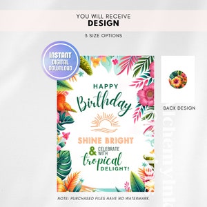 Happy Birthday Card Printable - Hawaiian Tropical Birthday Greeting ...