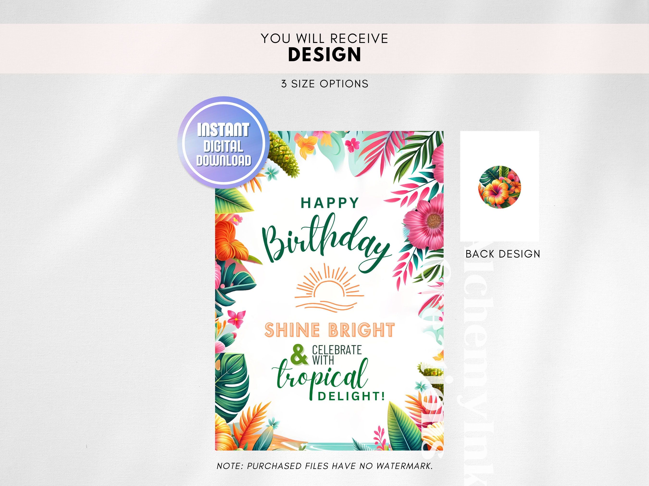 Happy Birthday Card Printable - Hawaiian Tropical Birthday Greeting ...