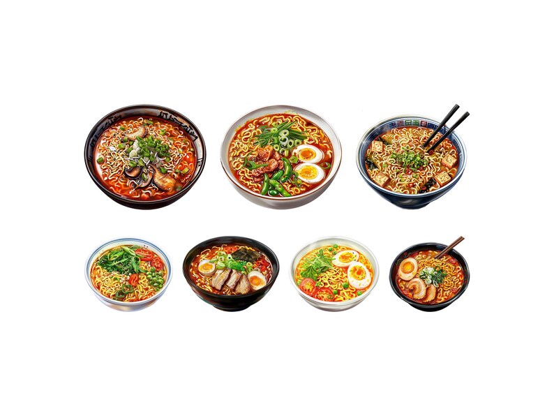 Ramen Bowl Clipart Noodles Kawaii Food PNG, Watercolor Soup Bowl ...