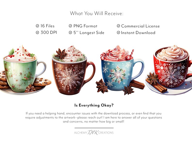 Watercolor Hot Chocolate Clipart Christmas Sweets PNG Food Illustration ...