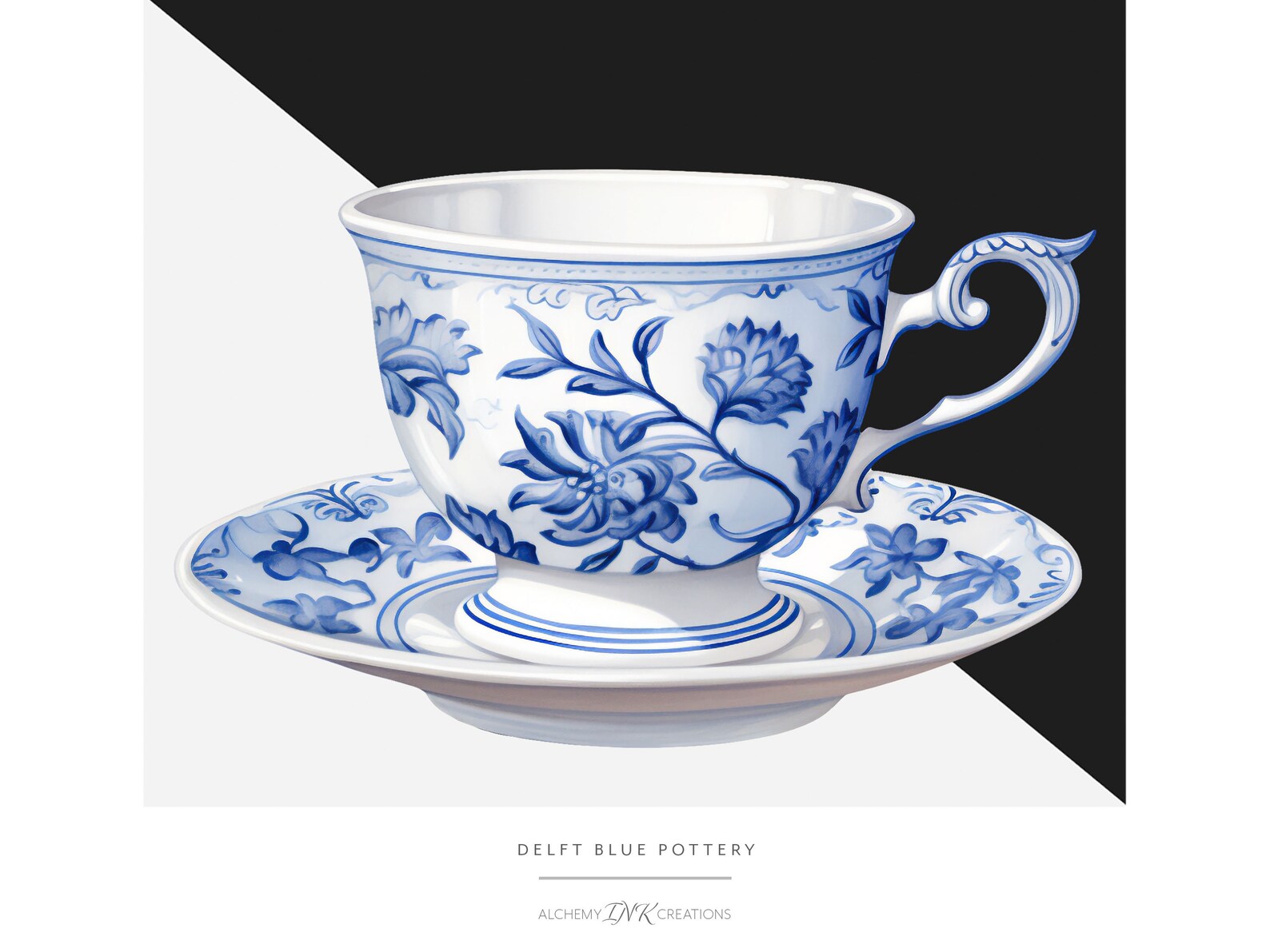 Delft Blue Clipart Vintage Teacup PNG Blue and White Porcelain Pottery ...