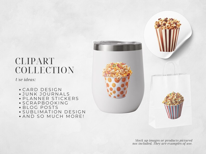 Popcorn Clipart - Movie Night PNG Files, Watercolor Food Clip Art ...
